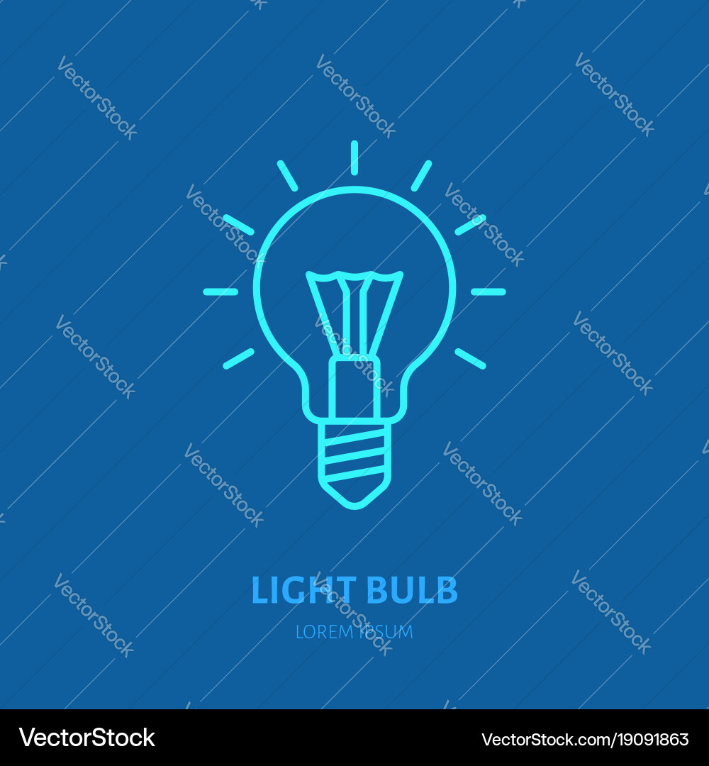 Light bulb flat line icon sign of Royalty Free Vector Image