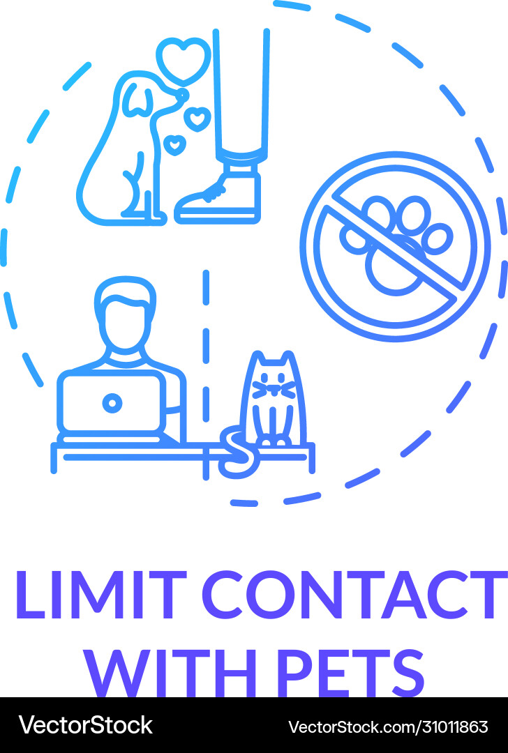 Limit contact with pets blue concept icon do Vector Image