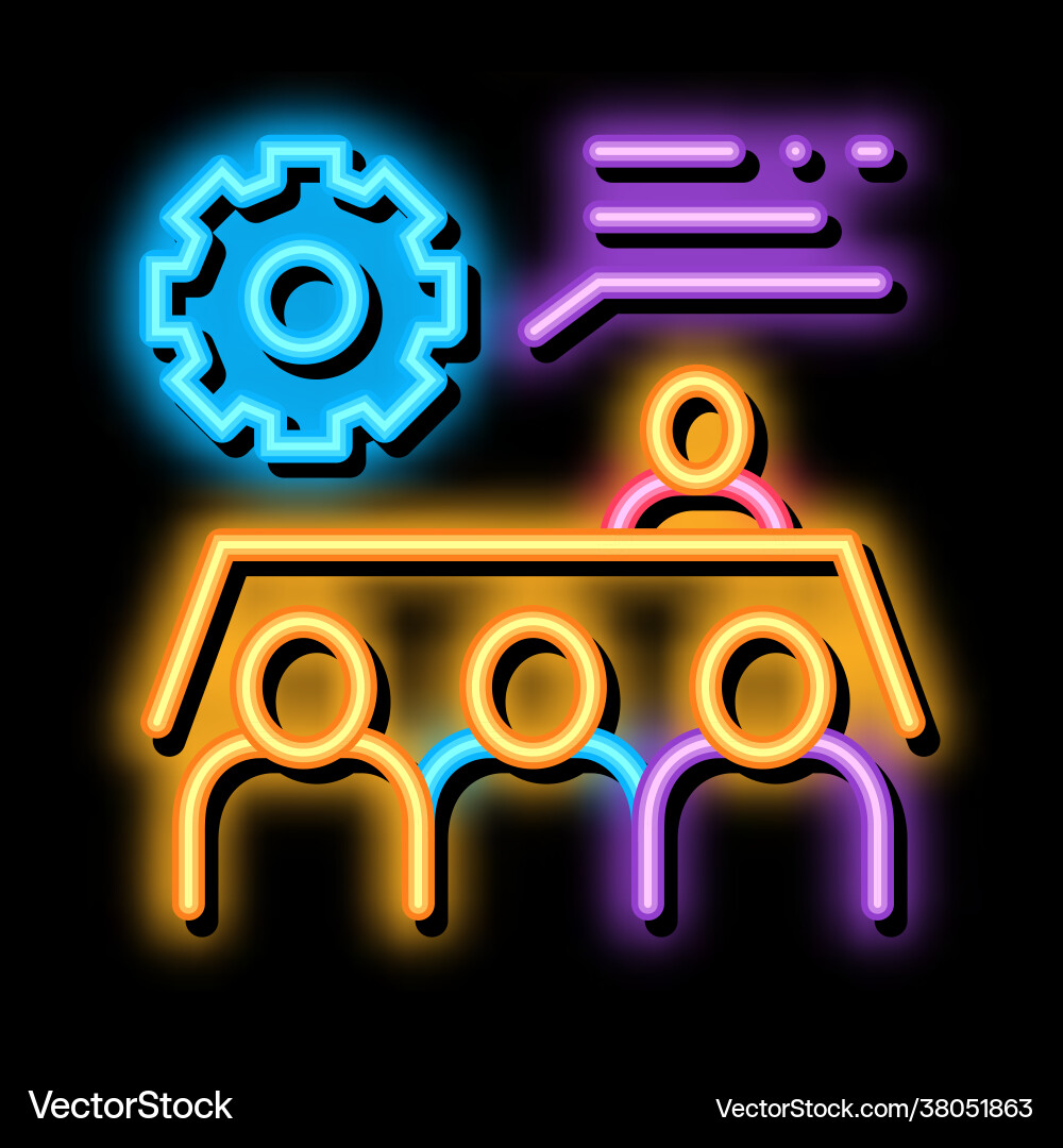Meeting training neon glow icon Royalty Free Vector Image