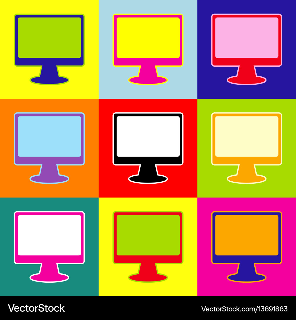 Monitor with brush sign pop-art style Royalty Free Vector
