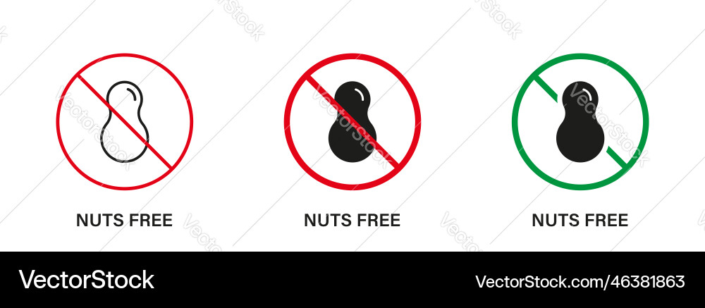 Nut free silhouette and line icon set nuts Vector Image