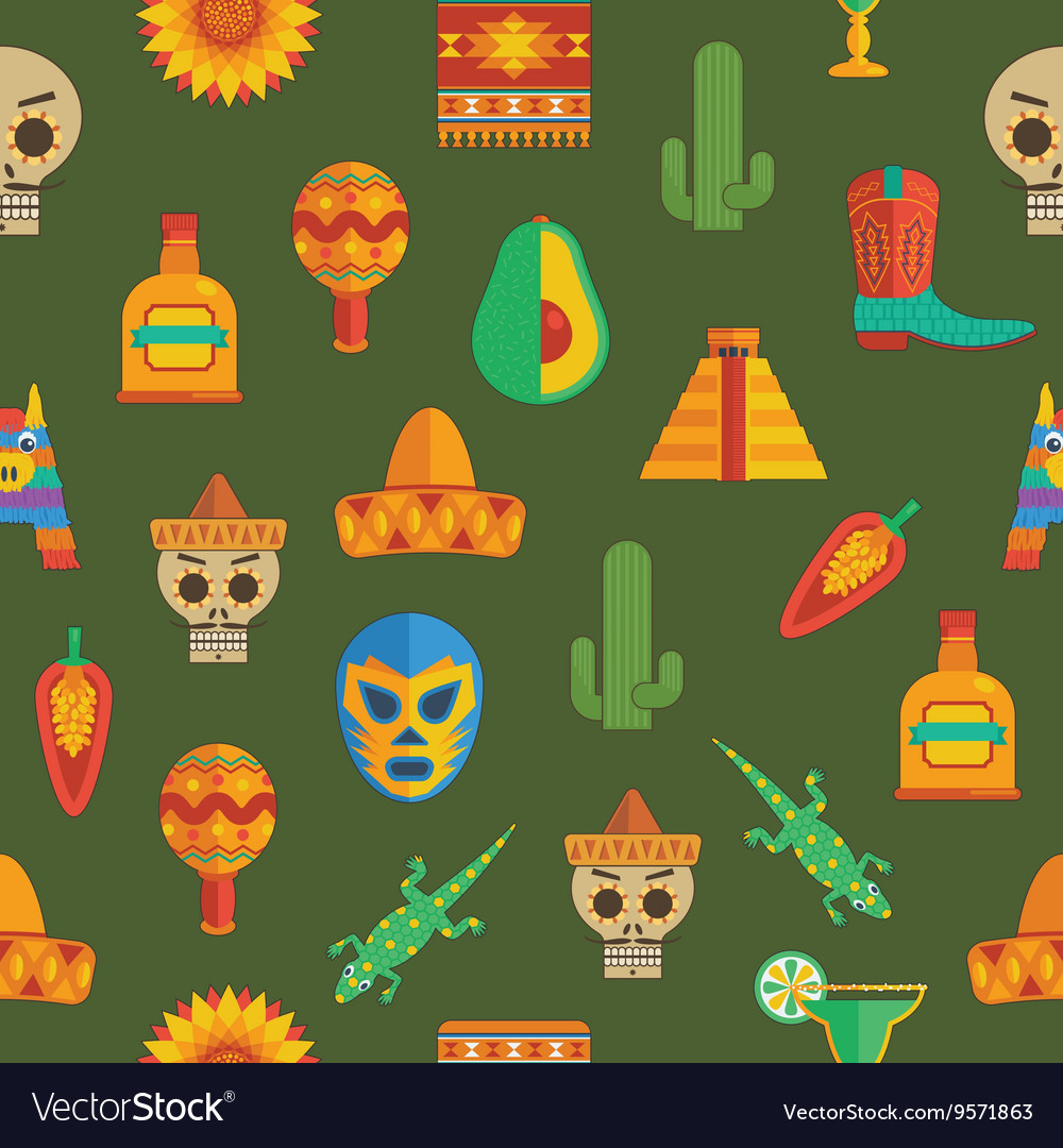 Seamless mexican pattern Royalty Free Vector Image