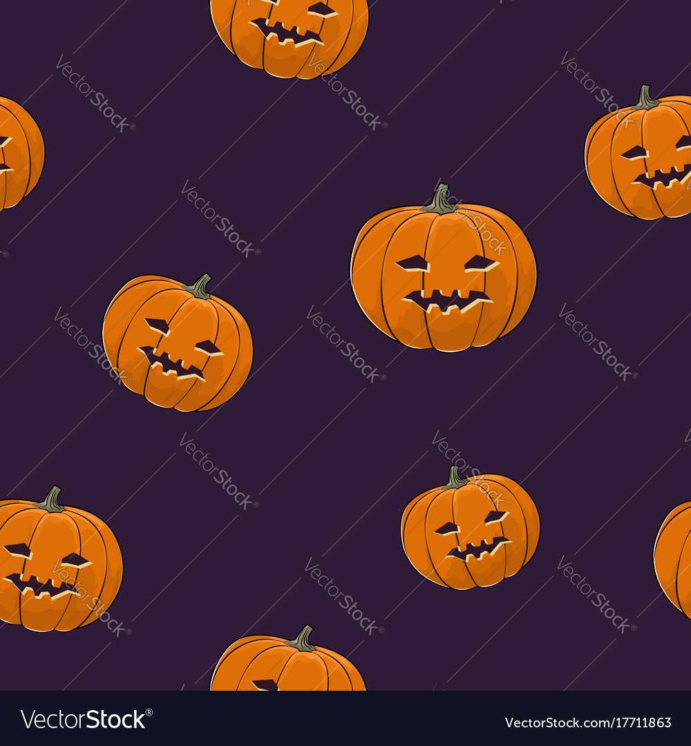 Seamless pattern of carved halloween pumpkin Vector Image