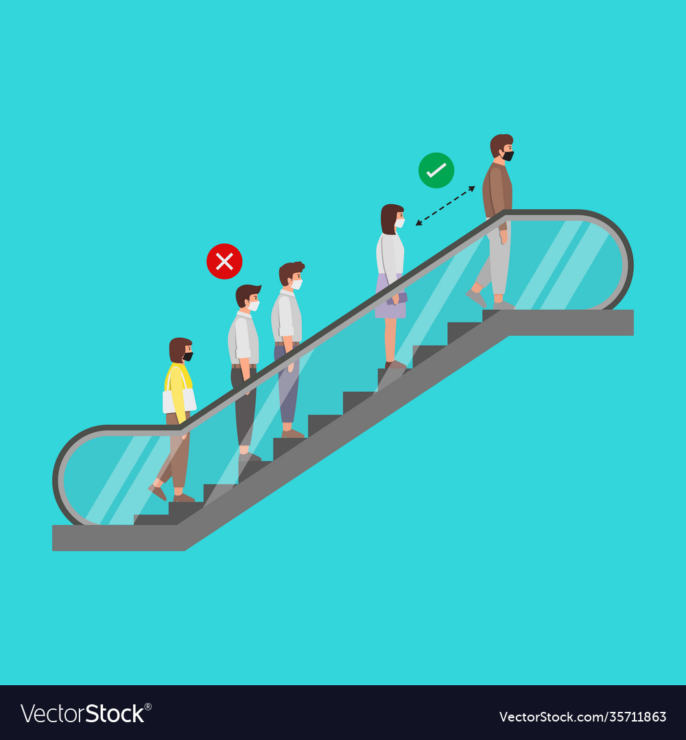 Social Distancing Example Peoples While Royalty Free Vector