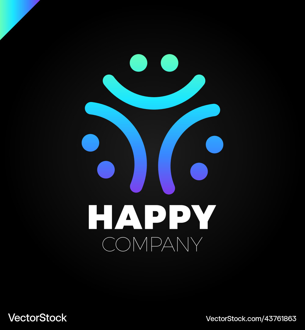 Three smile people logo - happy community icon Vector Image