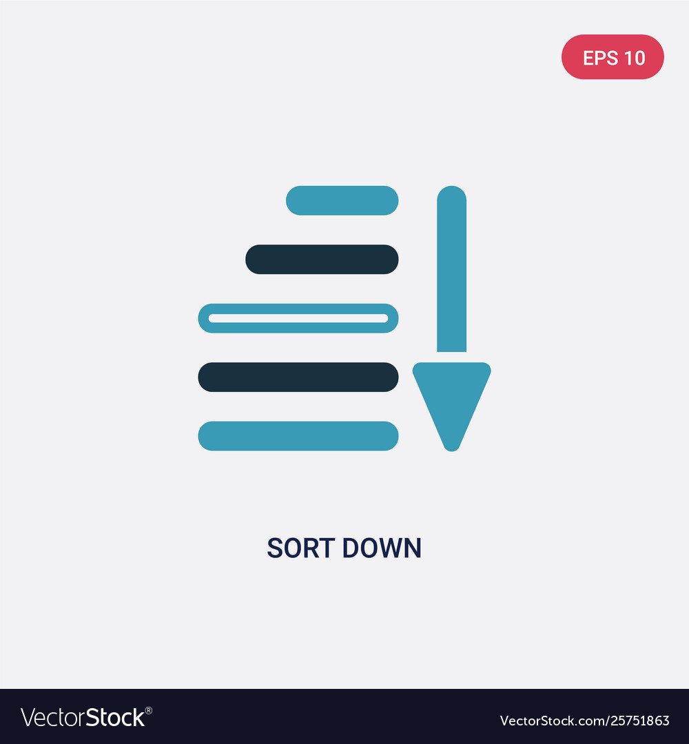 Two color sort down icon from web navigation Vector Image