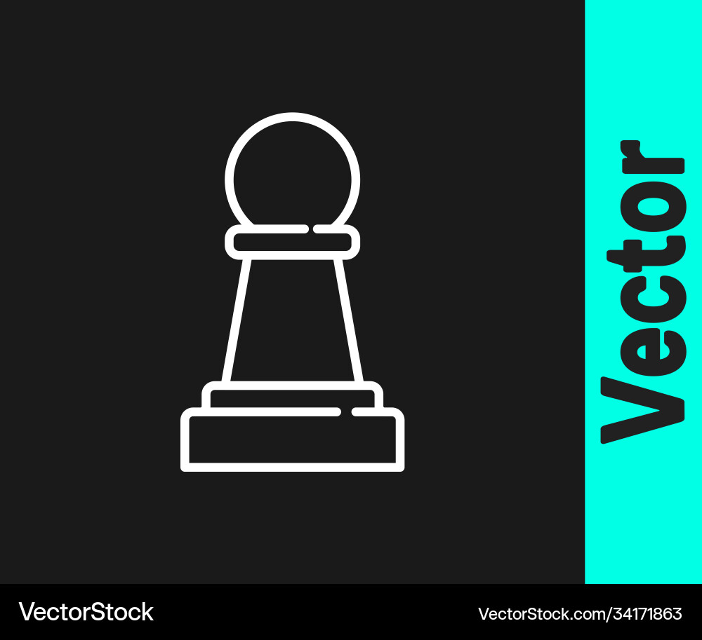 White line chess icon isolated on black background