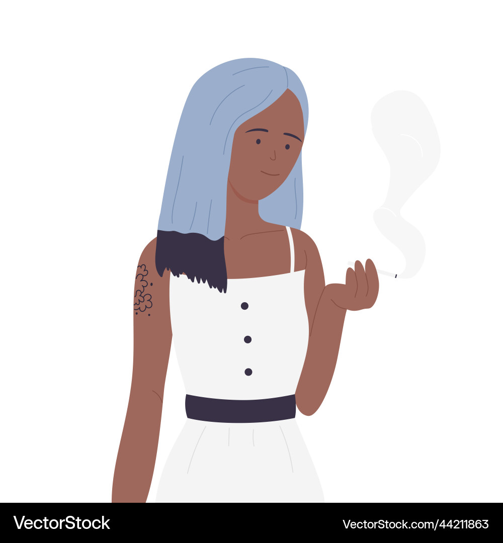 Young girl smoking cigarette Royalty Free Vector Image