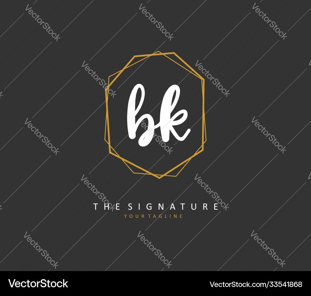 B k bk initial letter handwriting and signature Vector Image