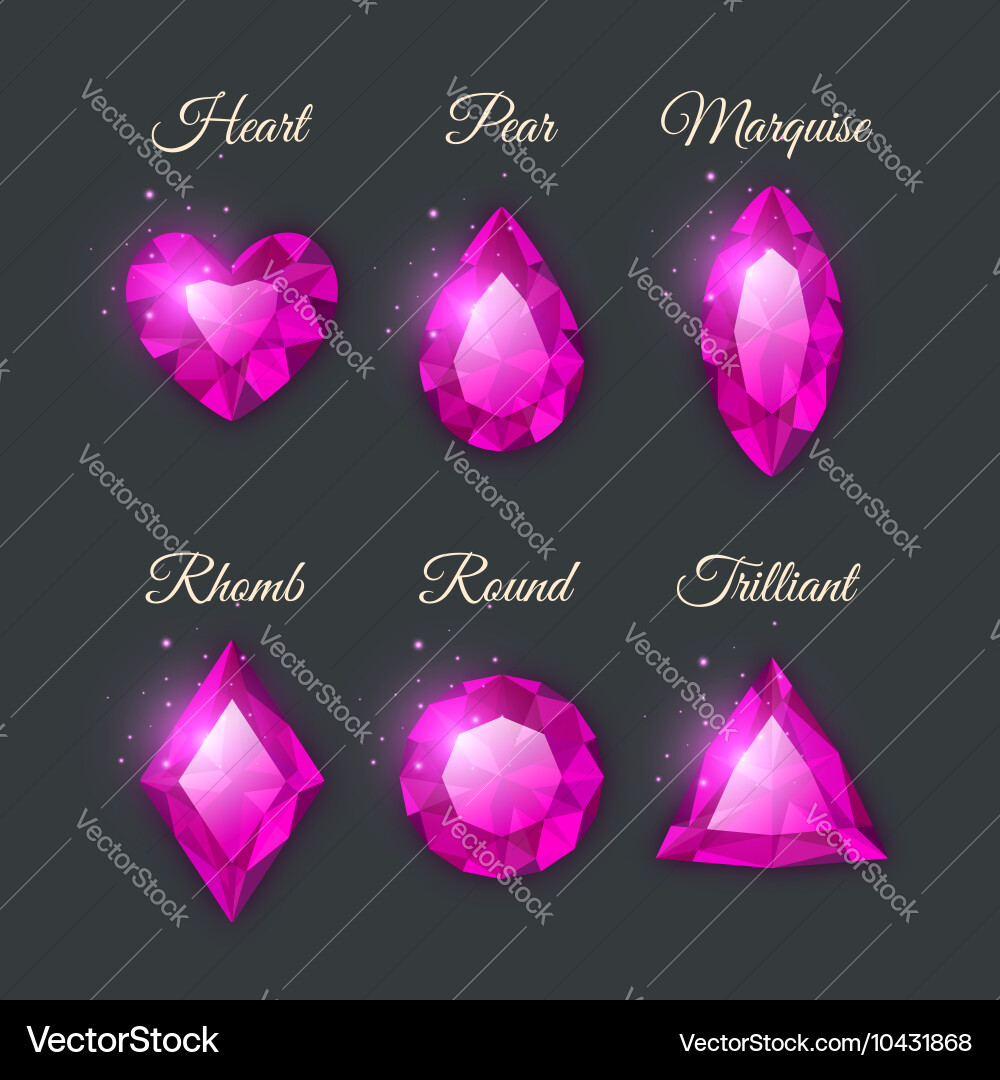 Colorful shiny gemstones collection Royalty Free Vector