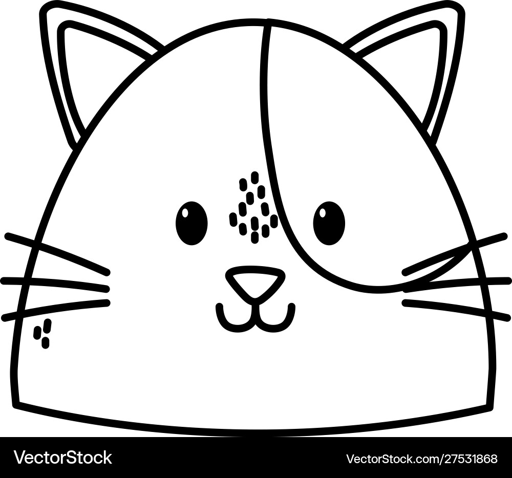 Cute cat face cartoon icon thick line Royalty Free Vector