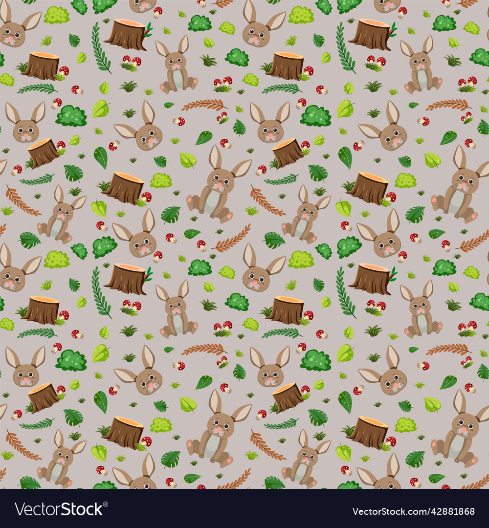 Cute rabbit seamless pattern Royalty Free Vector Image