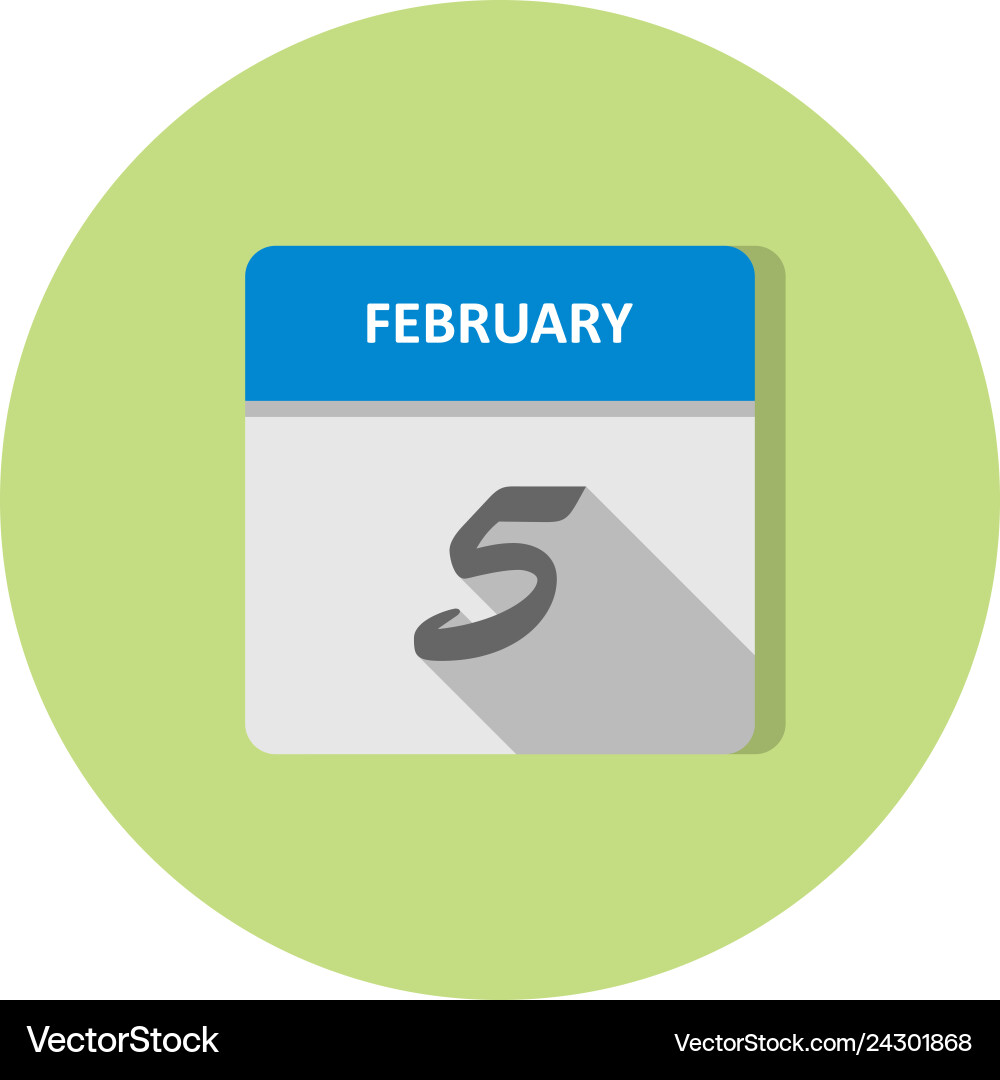 February 5th date on a single day calendar Vector Image
