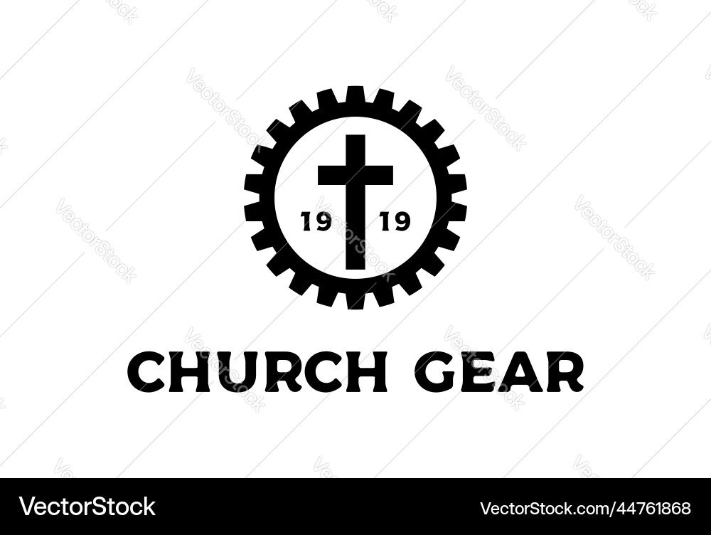 Gear cog driven with jesus christian cross Vector Image