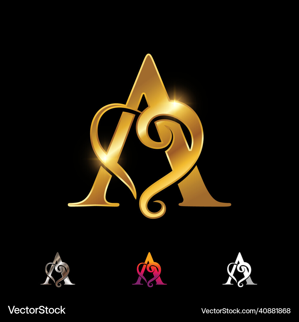 Golden monogram love and letter Royalty Free Vector Image