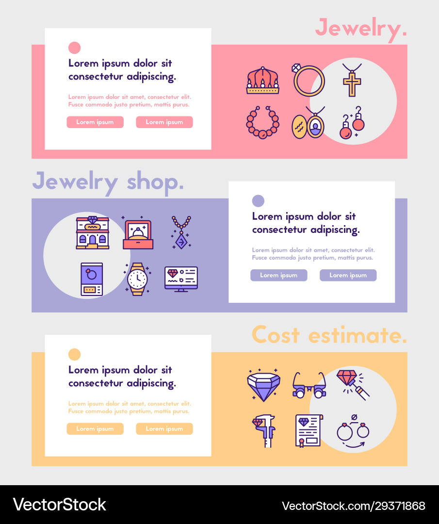 Jewelry color linear icons set Royalty Free Vector Image