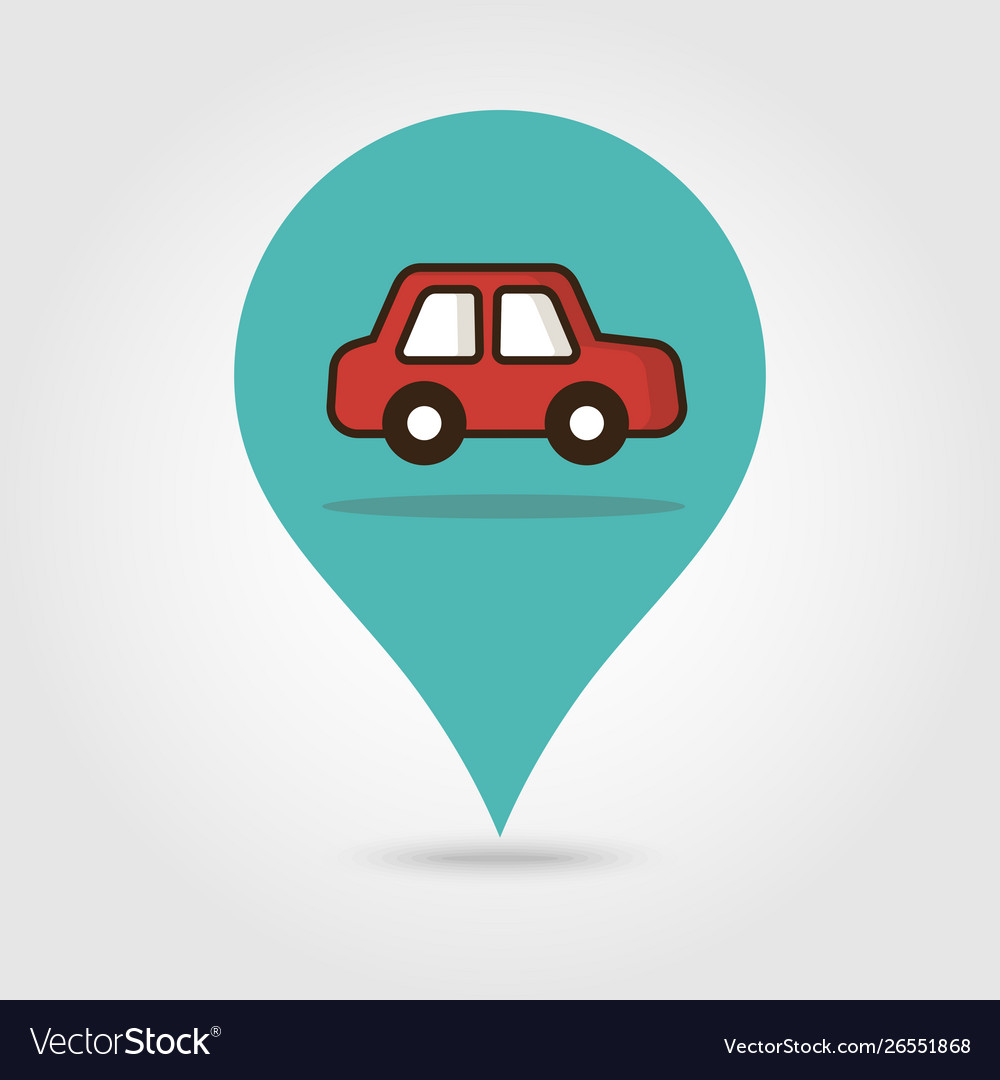 Map pointer with car icon Royalty Free Vector Image