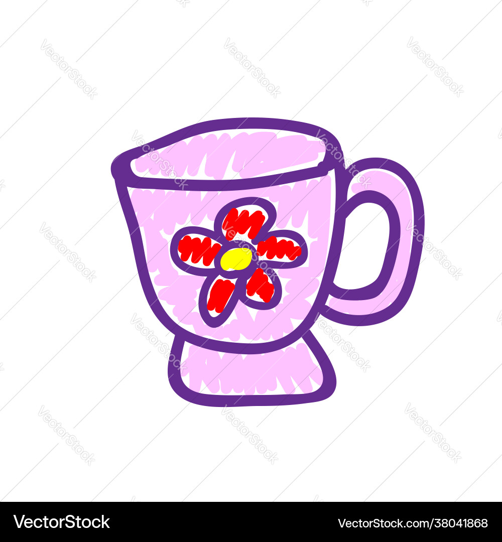 Pink tea cup with a picture flower Royalty Free Vector Image