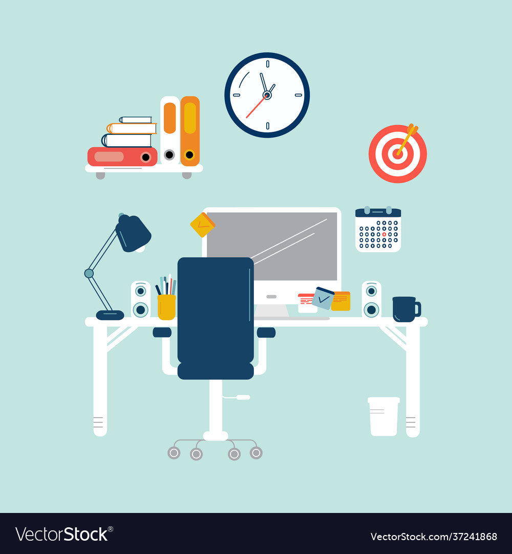 Set flat design elements workspace Royalty Free Vector Image