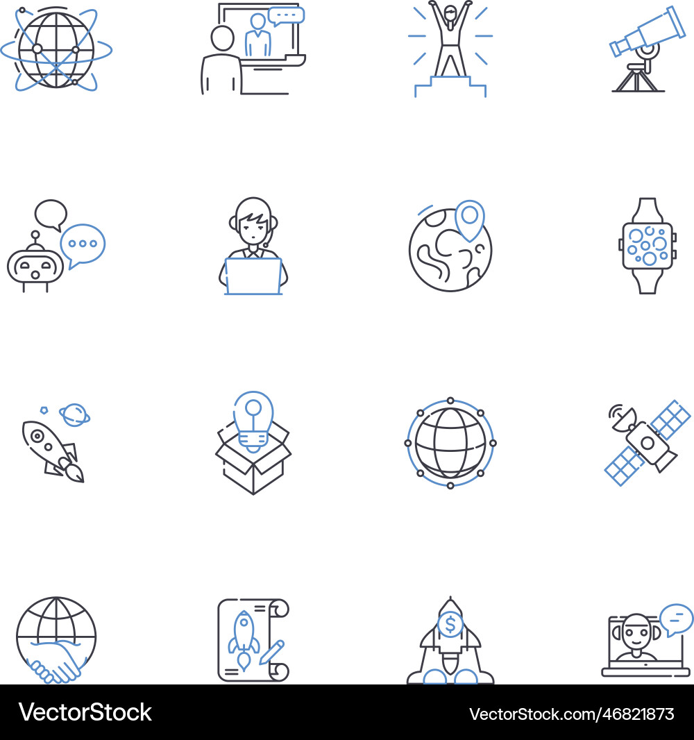 Ahead situation line icons collection possibility Vector Image