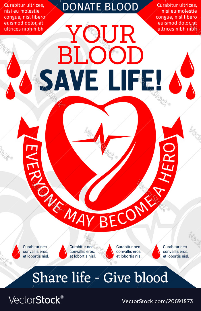 Blood Donation Poster For Health Charity Design Vector Image