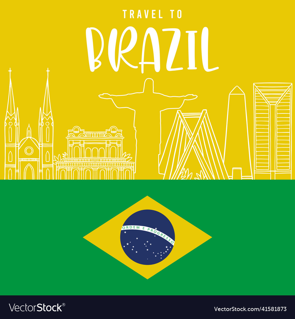 Brazil country poster historical brazilian Vector Image