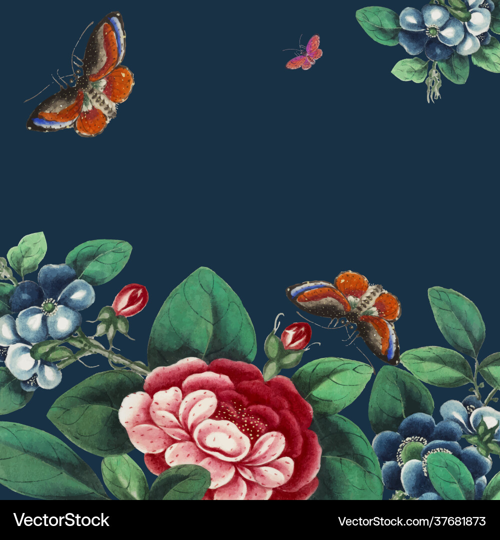 Chinese painting featuring flowers Royalty Free Vector Image
