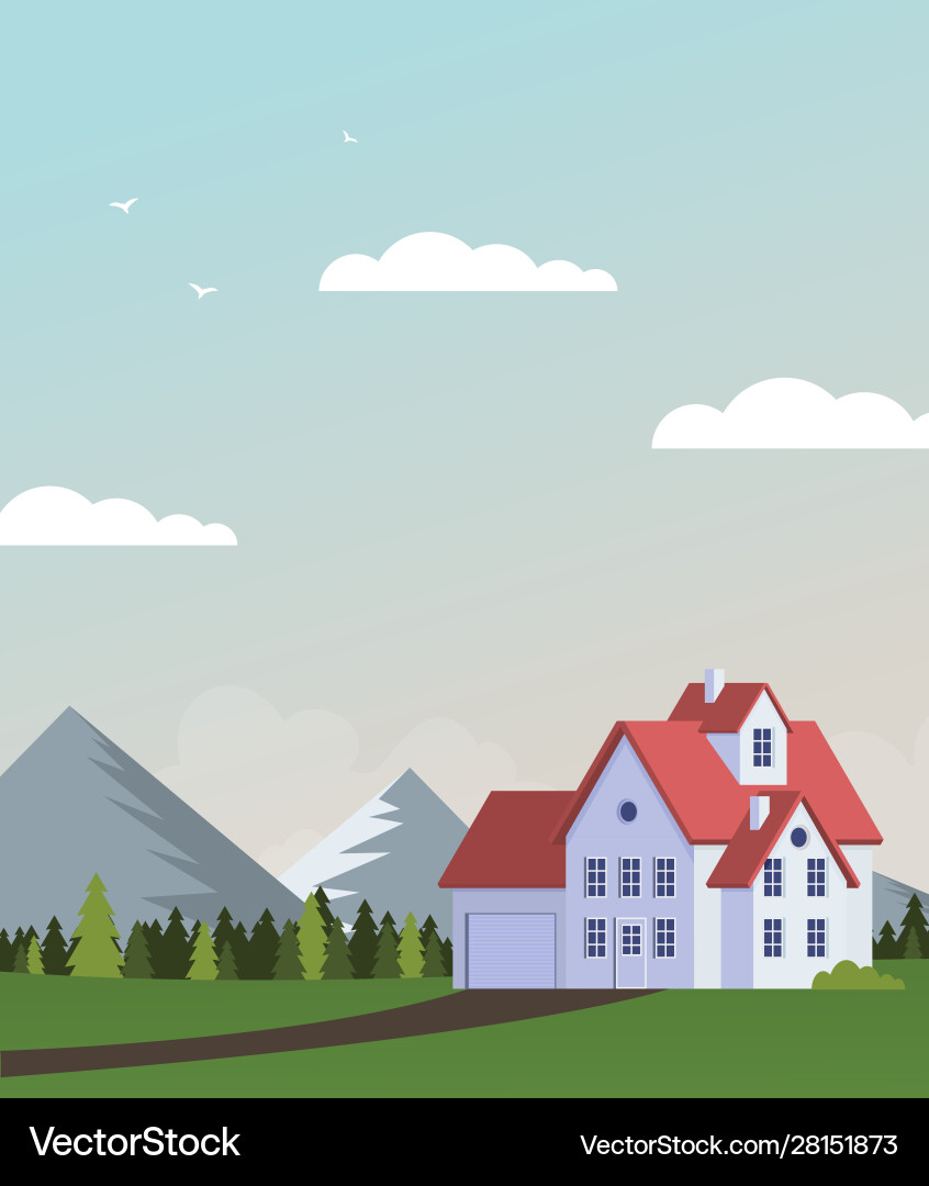 Family home in flat style Royalty Free Vector Image