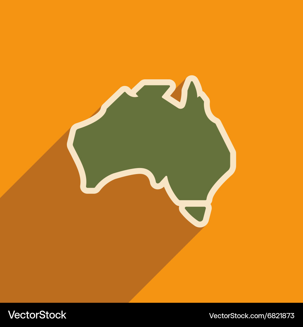 Flat icon with long shadow map of australia Vector Image