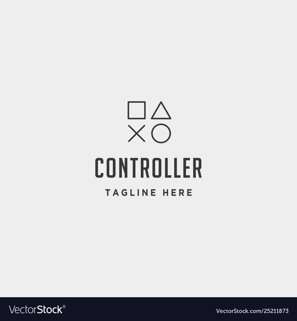 Game controller simple logo line template icon Vector Image