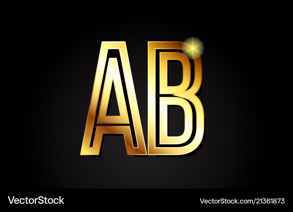 Gold alphabet letter ab a b logo combination icon Vector Image