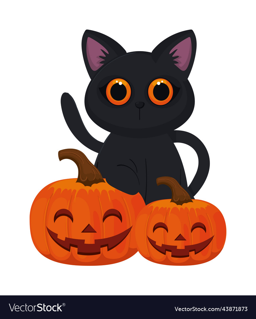 Halloween cute cat Royalty Free Vector Image - VectorStock Halloween cute cat Royalty Free Vector Image - VectorStock