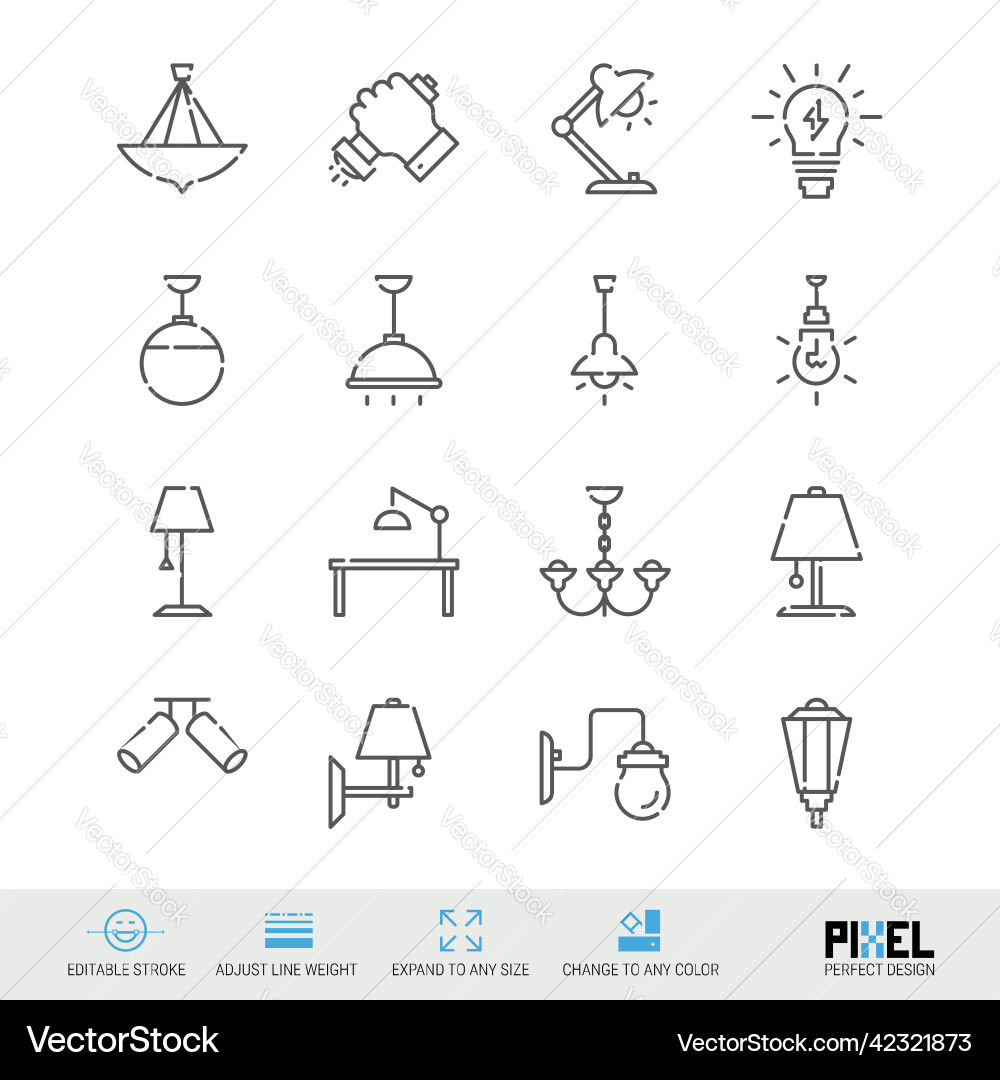 Home lamps related line icon set isolated Vector Image