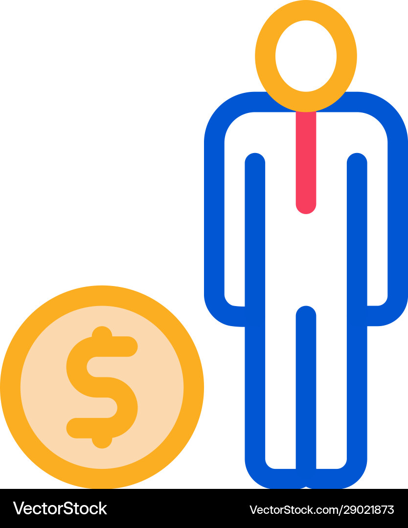 Human dollar coin icon outline Royalty Free Vector Image