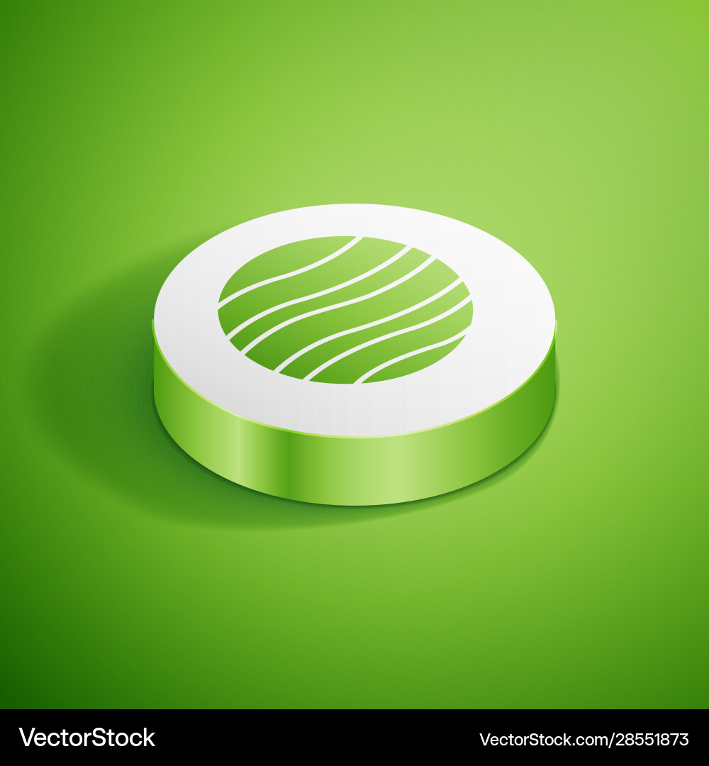 Isometric planet jupiter icon isolated on green Vector Image