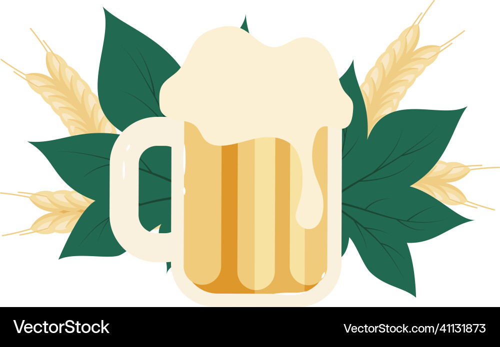 Large beer glass from munich brewery flat concept Vector Image