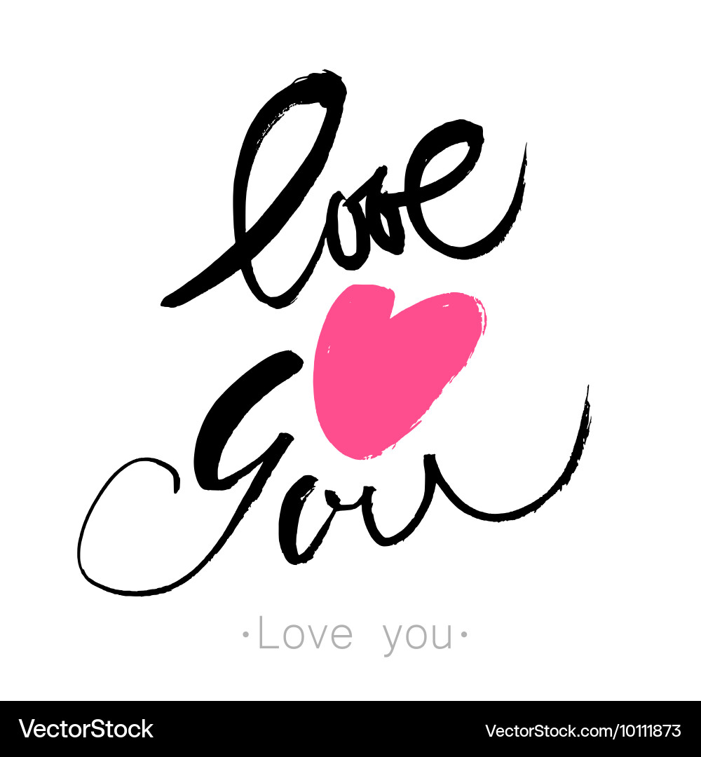 Love you heart brush Royalty Free Vector Image