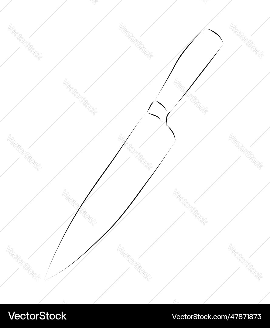 Simple kitchen knife hand draw sketch line art Vector Image