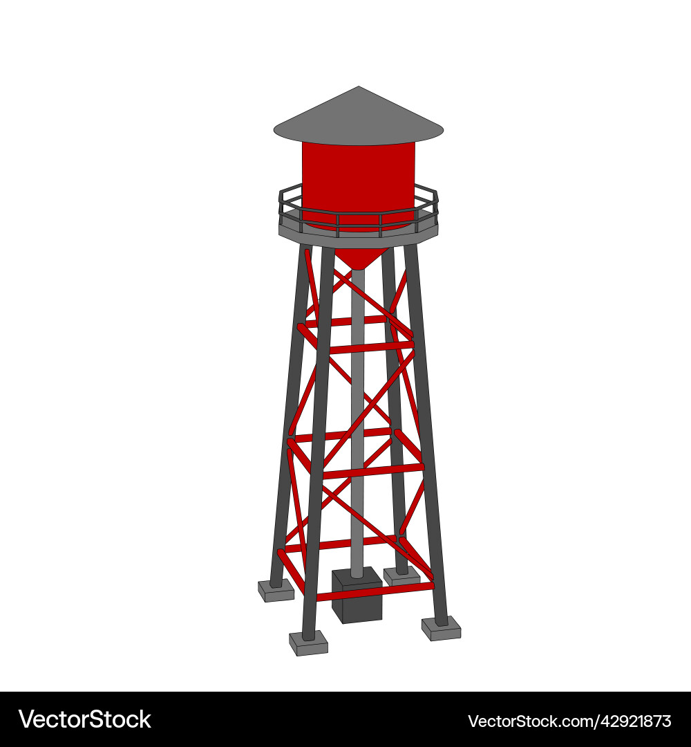 Water tower isolated on white background outline Vector Image