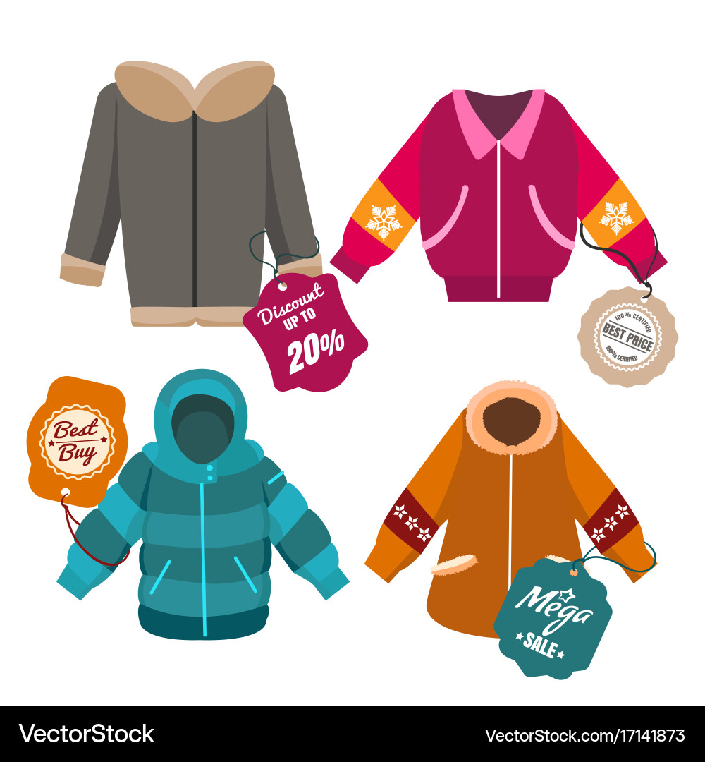 Winter sale coats labels Royalty Free Vector Image