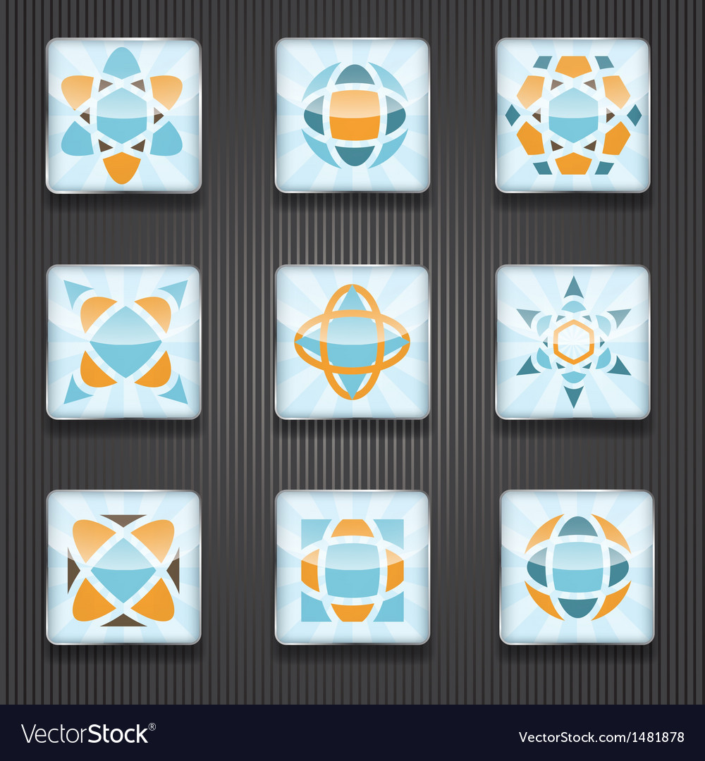 9 abstract logo shiny icons Royalty Free Vector Image