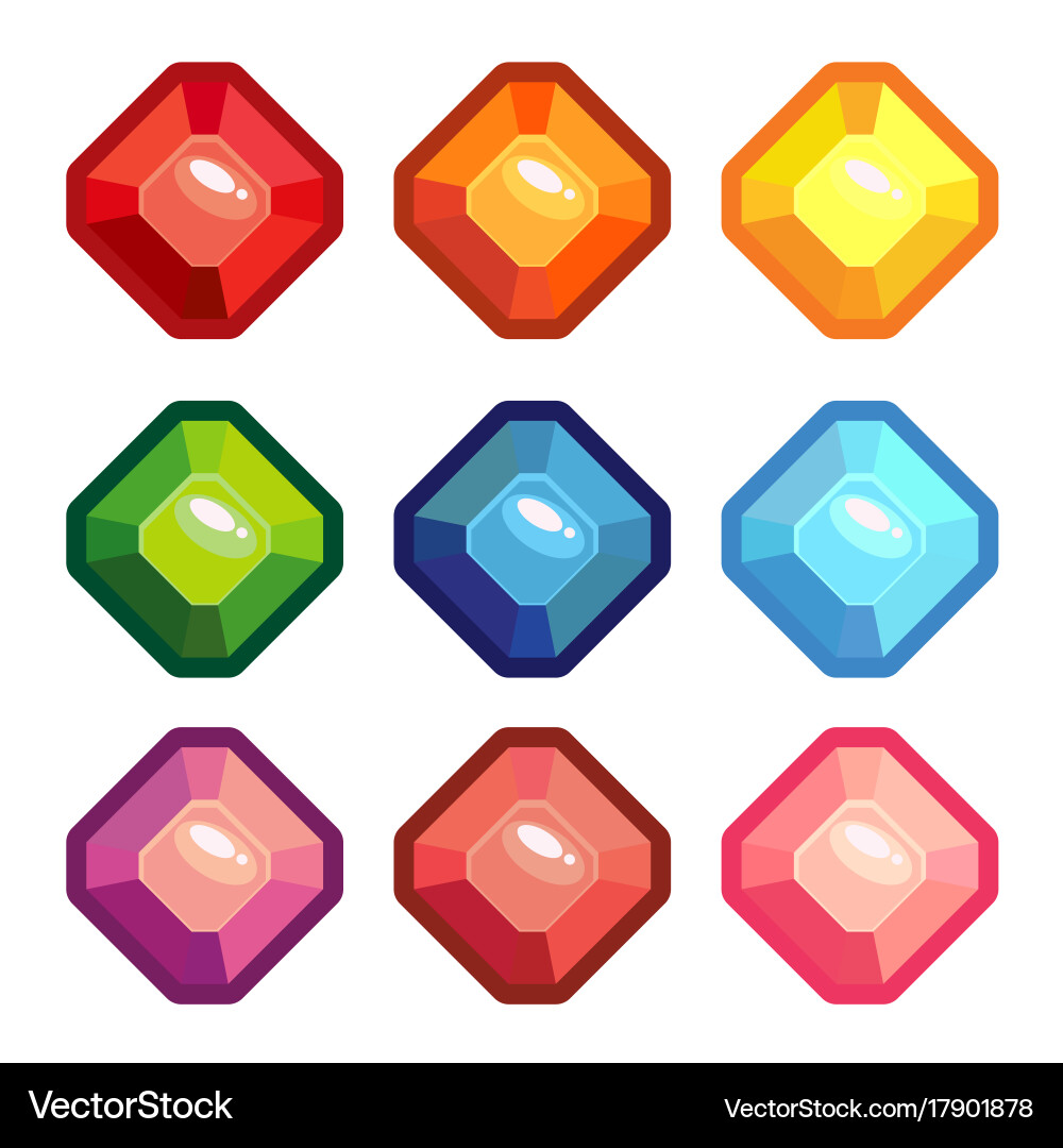 A set of colored gems Royalty Free Vector Image