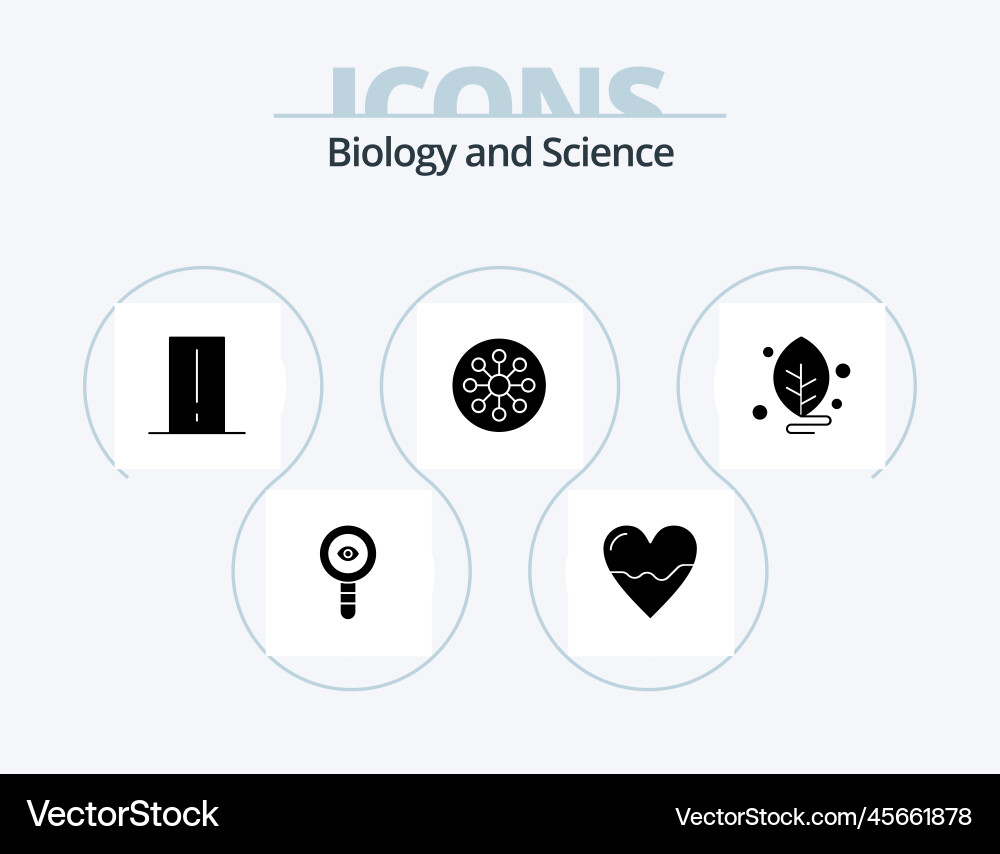 Biology glyph icon pack 5 icon design cell atom Vector Image