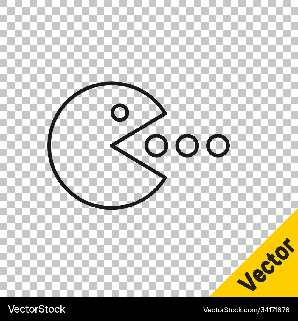 Black line pacman with eat icon isolated Vector Image