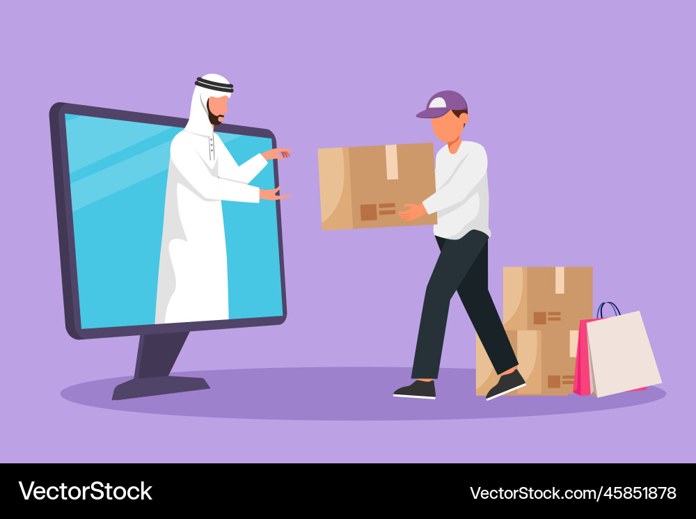 Cartoon flat style drawing arab man customer Vector Image
