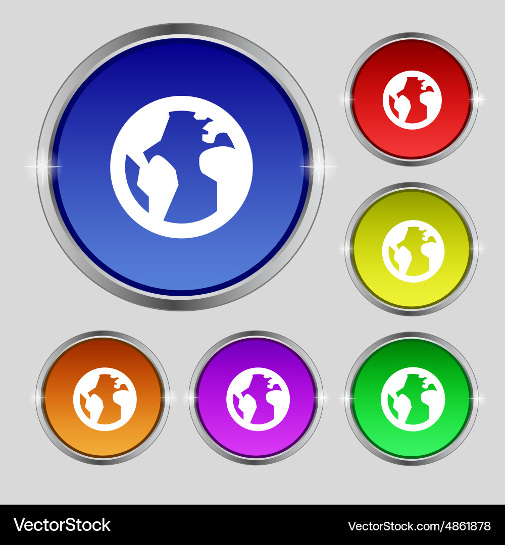 Globe world map geography icon sign round symbol Vector Image