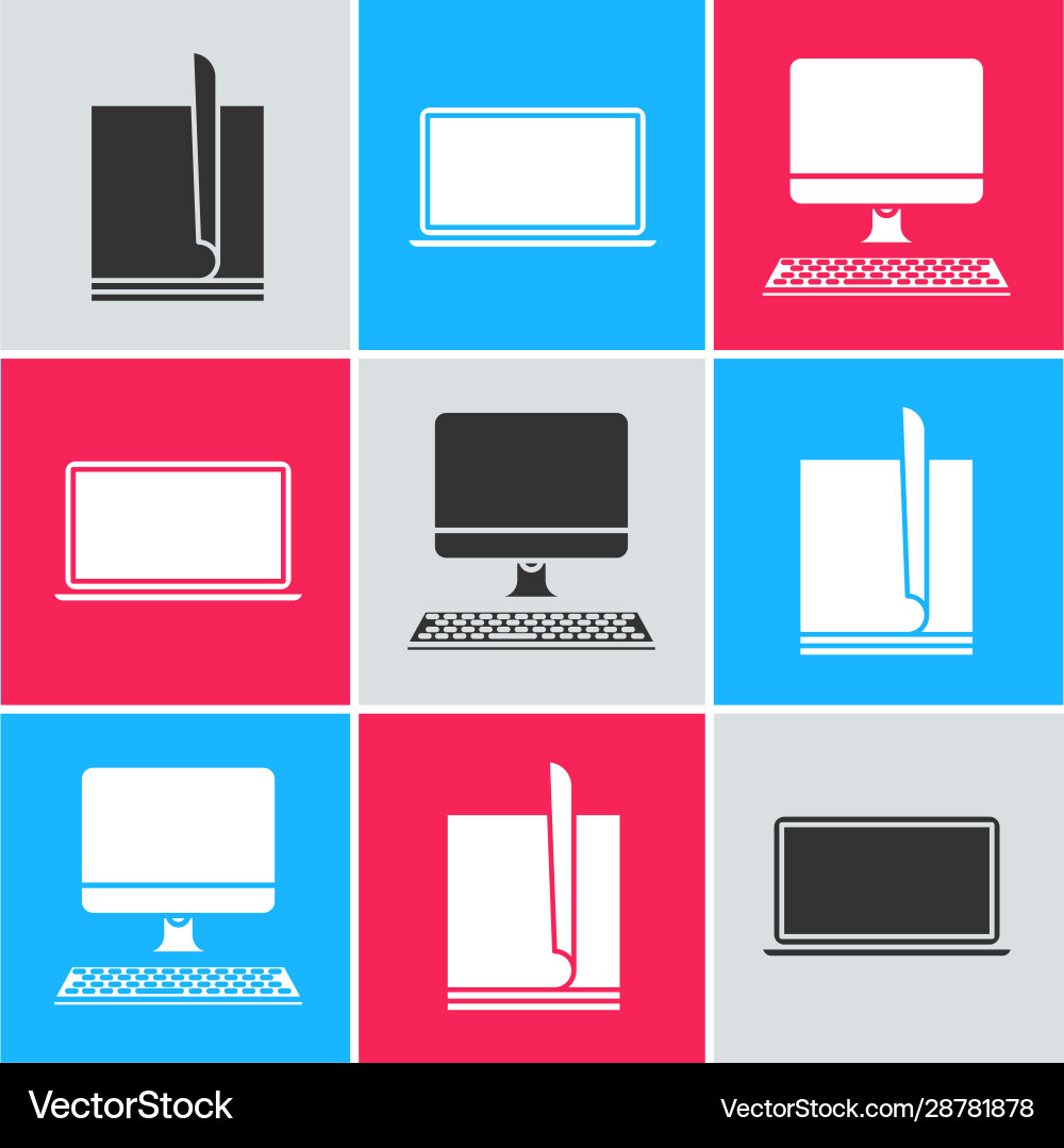 Set file document laptop and computer monitor Vector Image