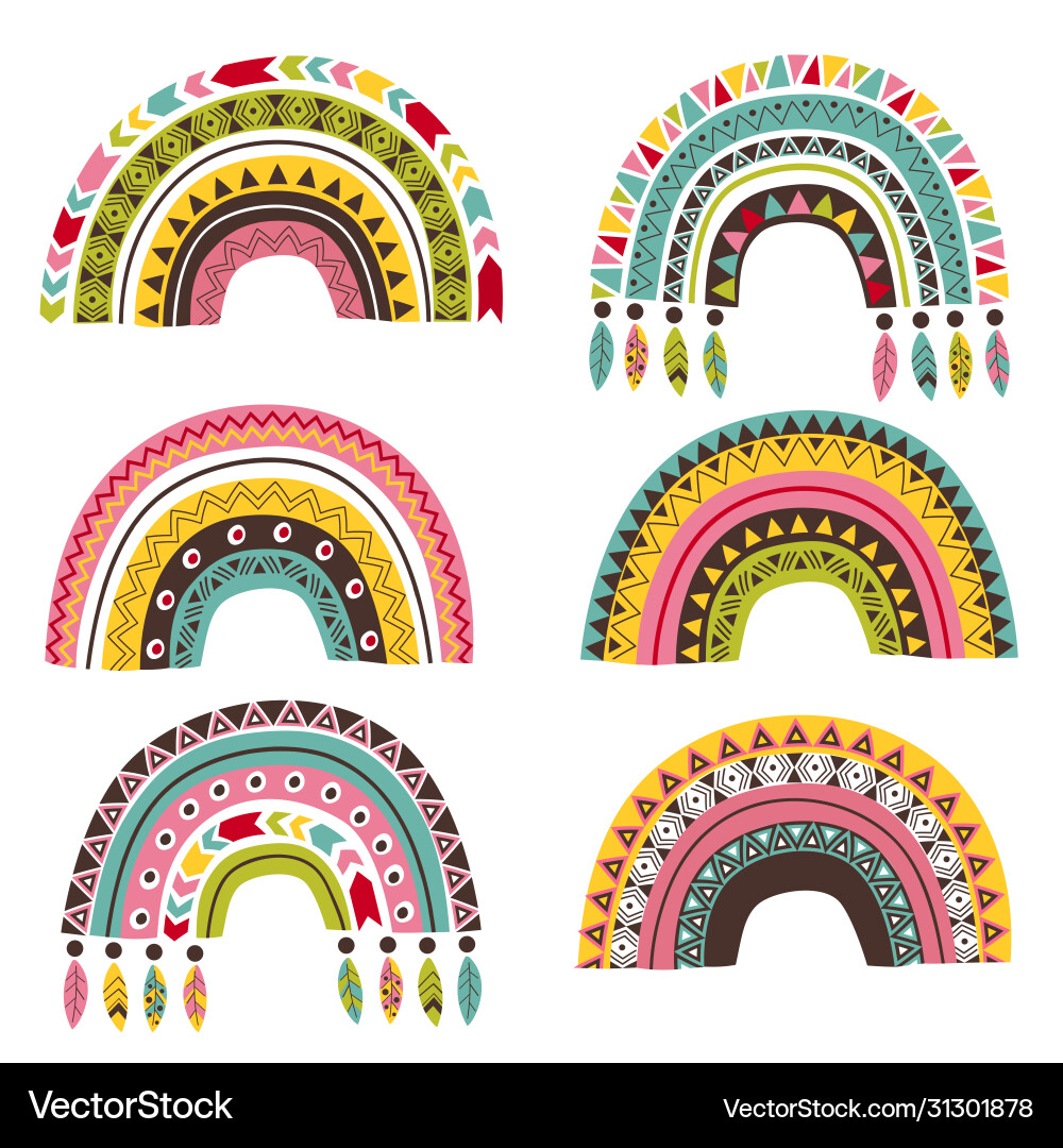 Set isolated tribal rainbow part 1 Royalty Free Vector Image