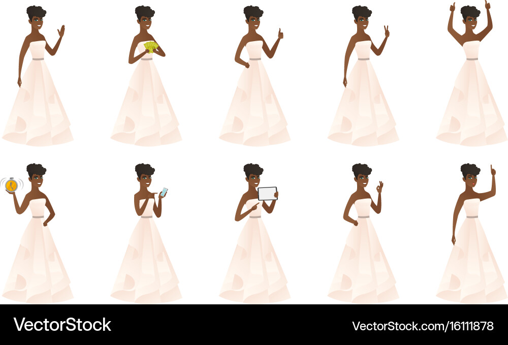 Set of with bride character Royalty Free Vector Image