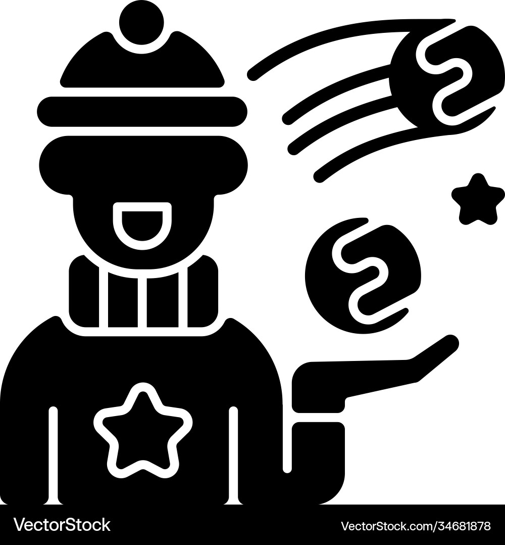 Snowball fight black glyph icon Royalty Free Vector Image